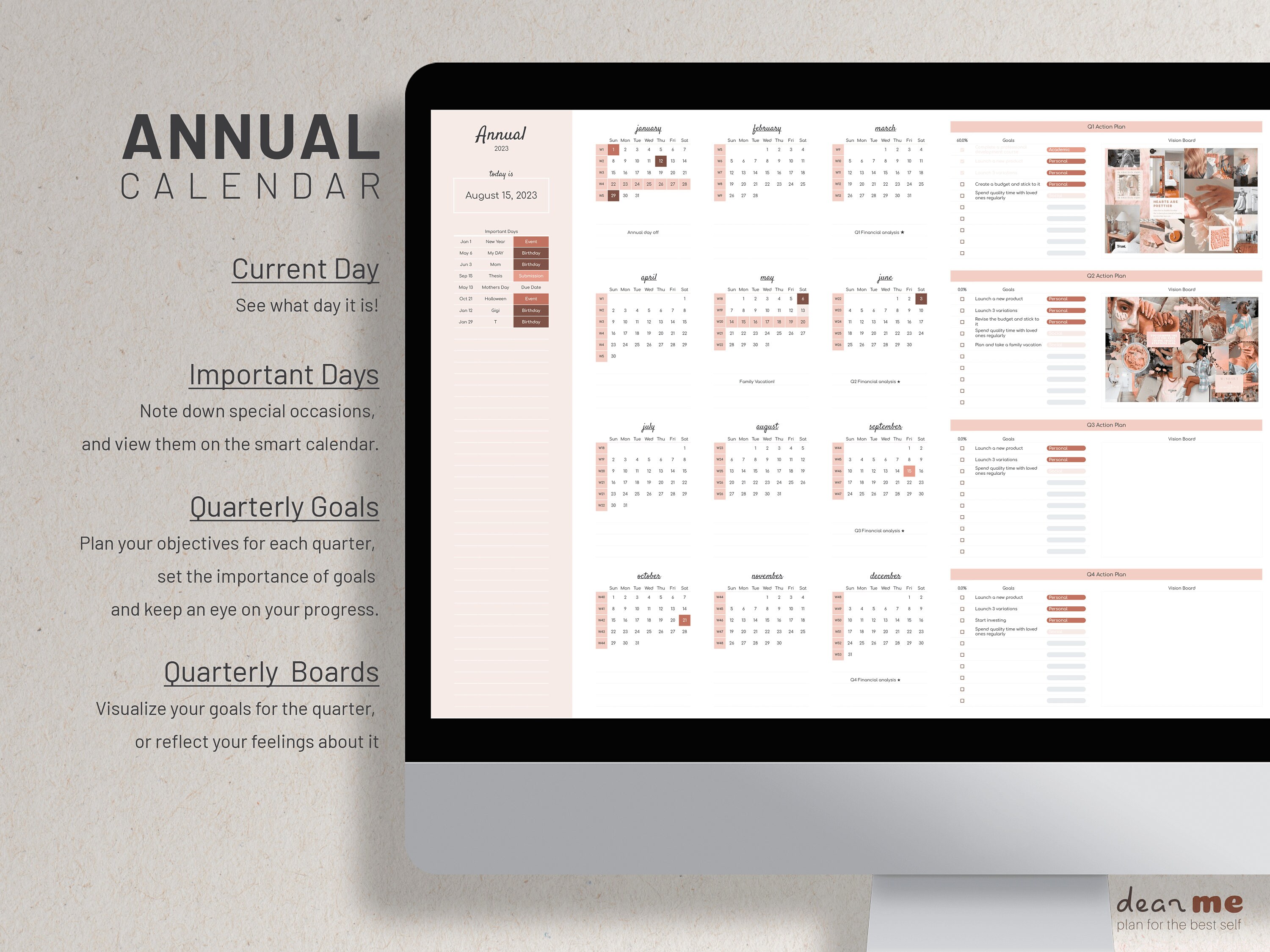 Google Sheets Digital Calendar Spreadsheet, Monthly Planner, Habit ...