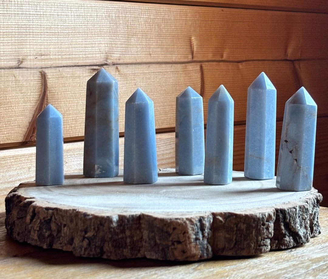 Natural Angelite Crystal Points Throat Chakra Crystals Reiki Crystals ...