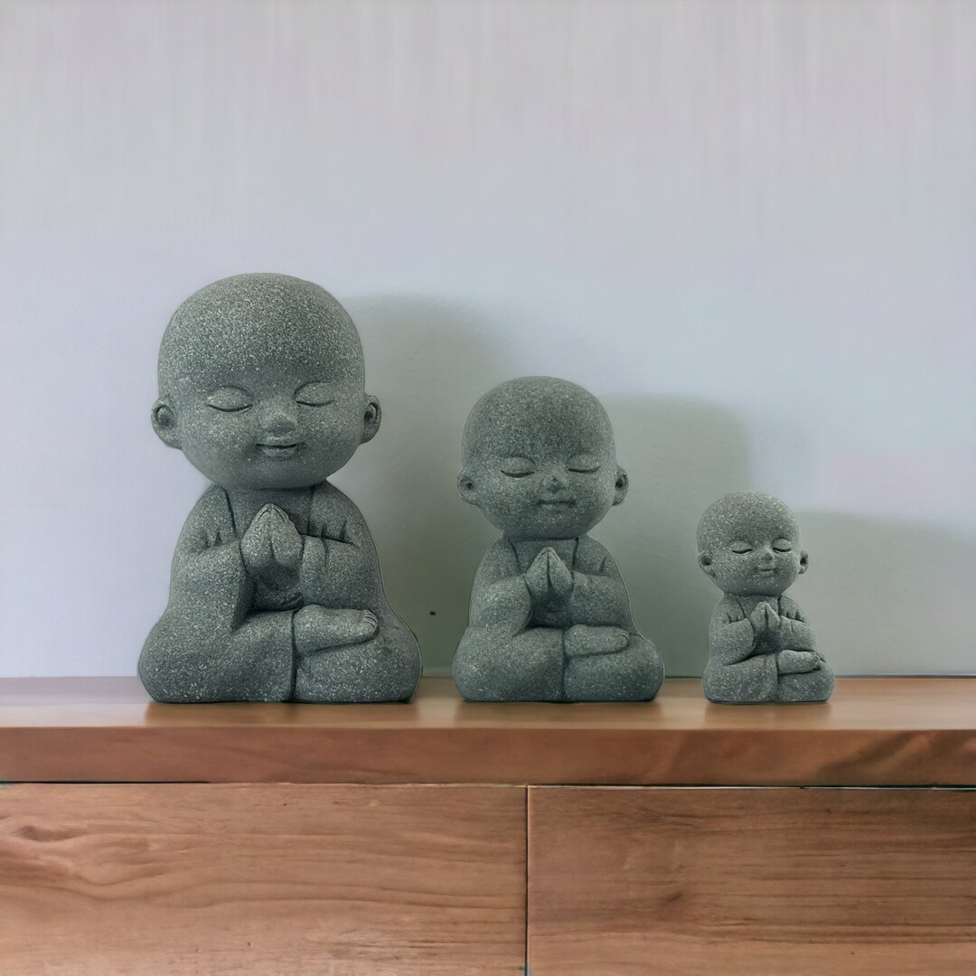 Stone Meditating Monk Boy Statue Home Decoration Zen Garden Decorations ...