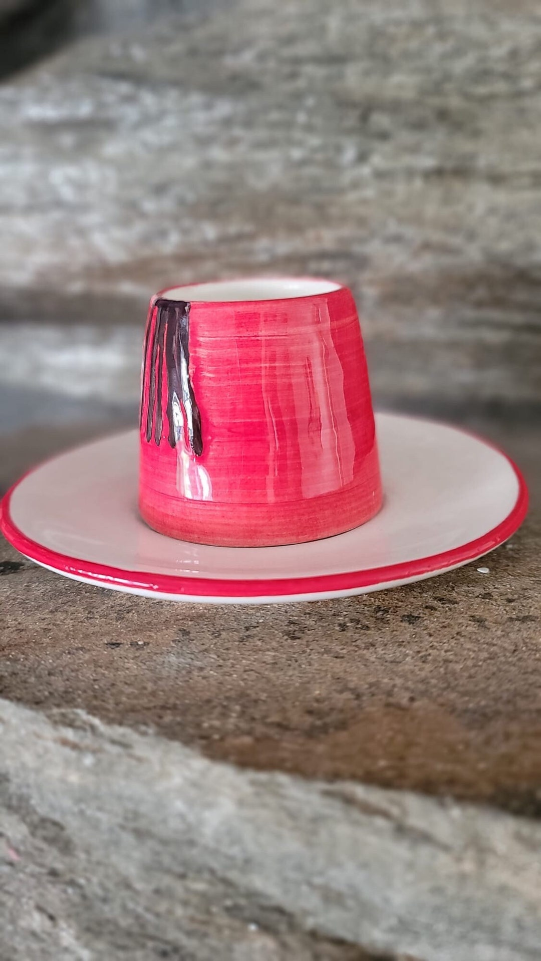 Handpainted Ceramic Tarboush Tea Cup & Saucer Set 2 Pieces made in ...