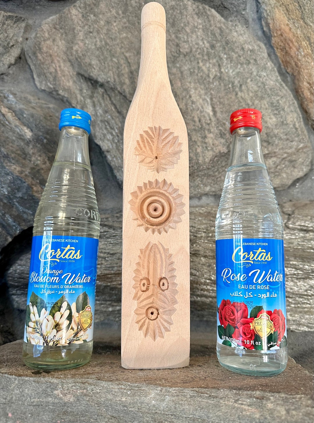 Lebanese Easter Cookie Maamoul Kit & Mold - 3-in-1 - Wooden - Rose ...