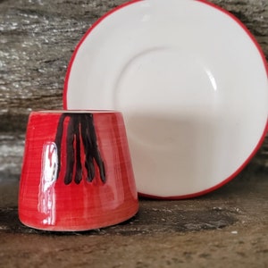 Handpainted Ceramic Tarboush Tea Cup & Saucer Set 2 Pieces made in ...