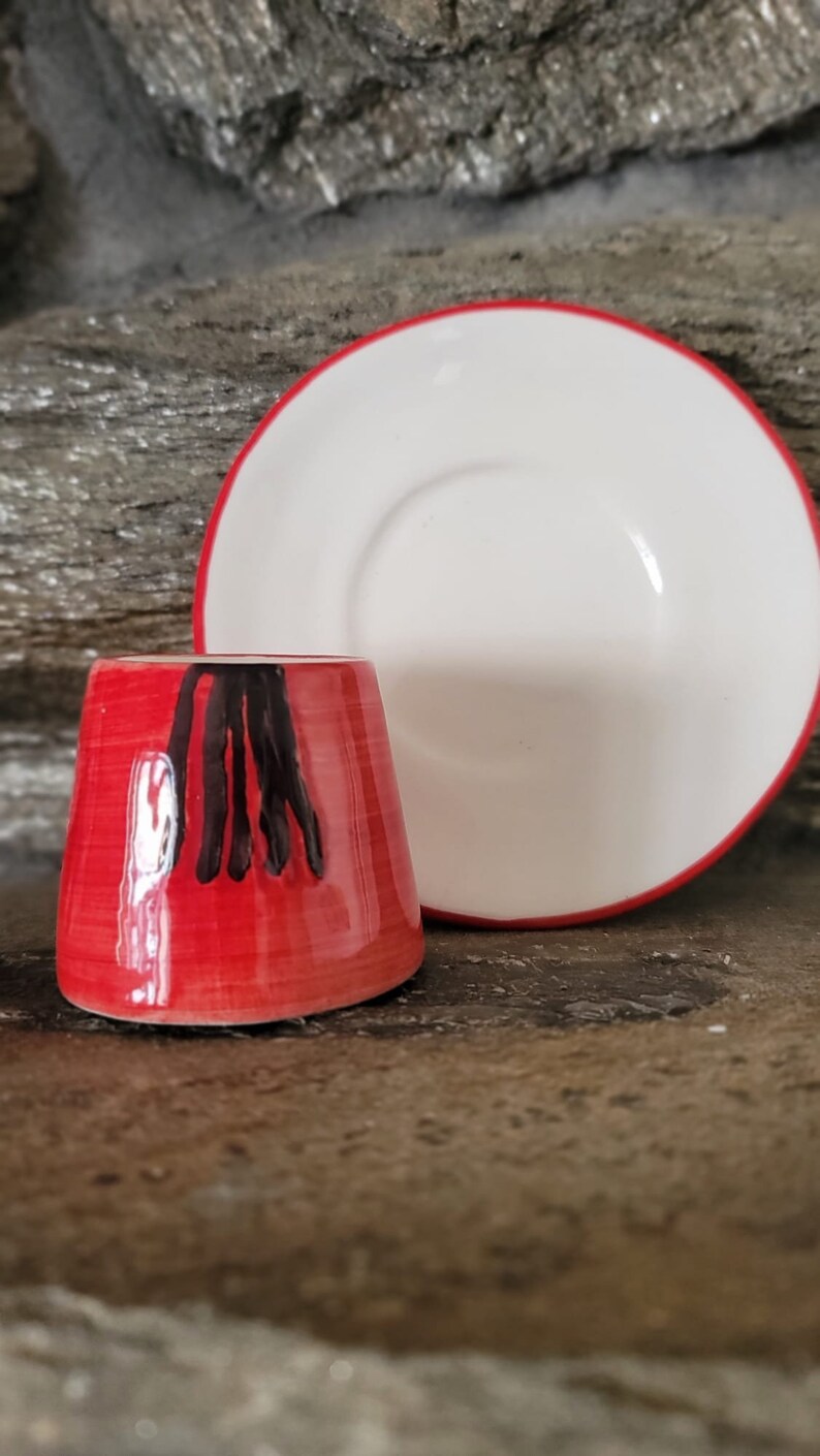 Handpainted Ceramic Tarboush Tea Cup & Saucer Set 2 Pieces made in ...