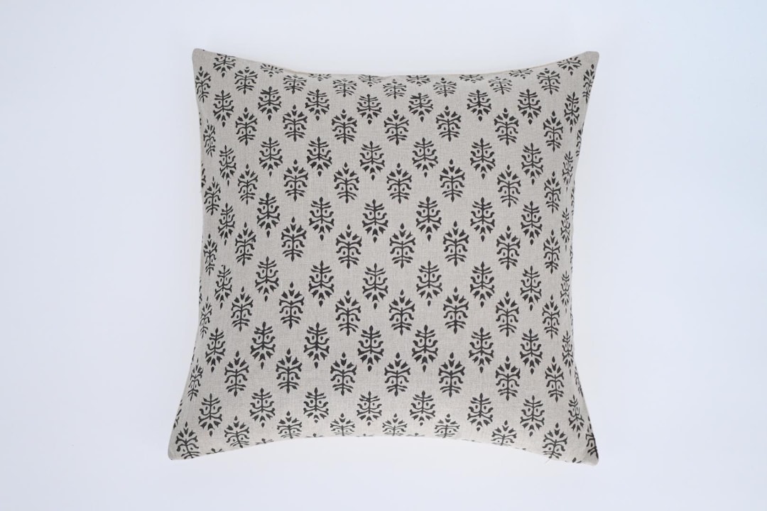 Bhart//hand Block Floral Pillow Covers | Neutral Linen Pillows | Linen ...