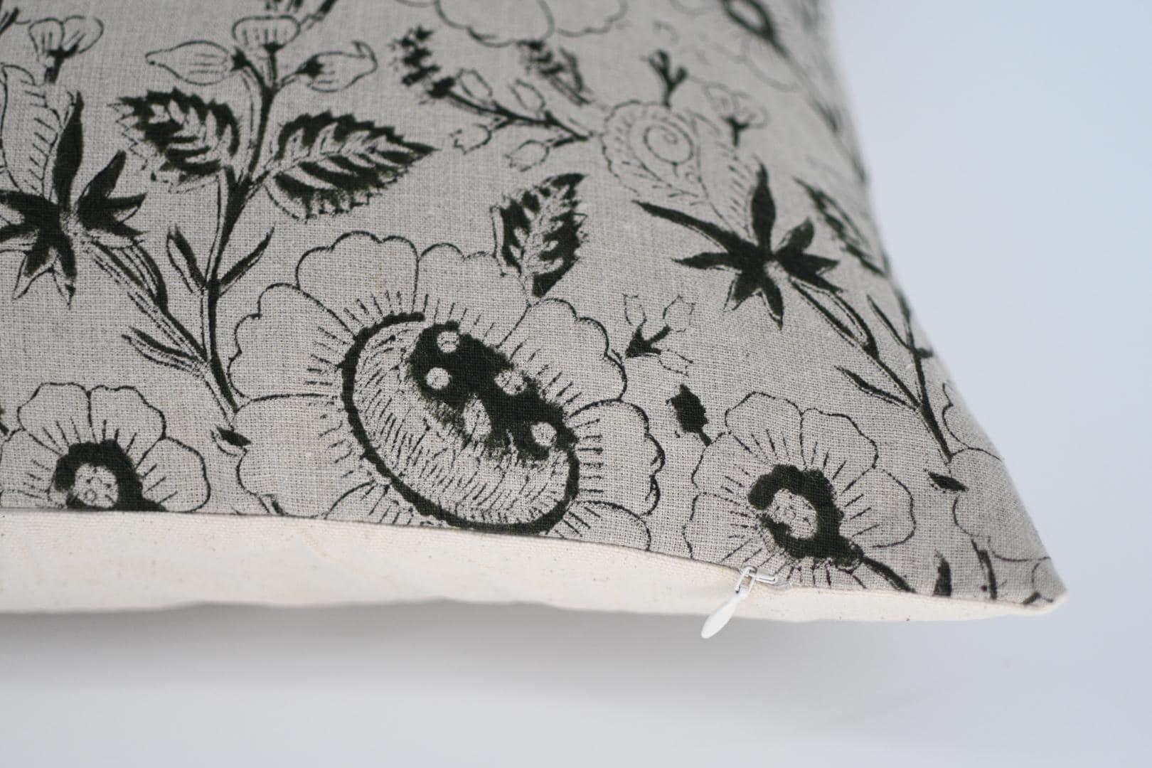 Baga//hand Block Floral Pillow Covers | Neutral Linen Pillows | Linen ...