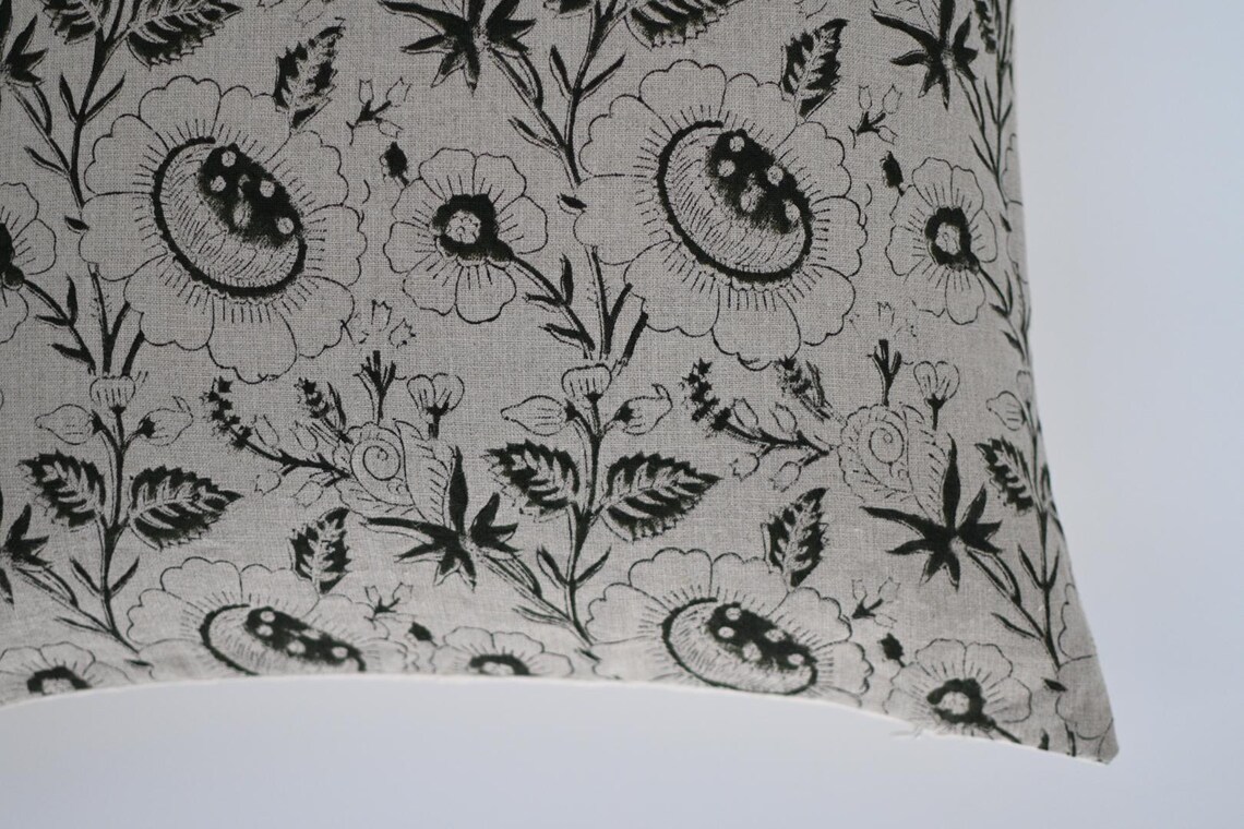 Baga//hand Block Floral Pillow Covers | Neutral Linen Pillows | Linen ...