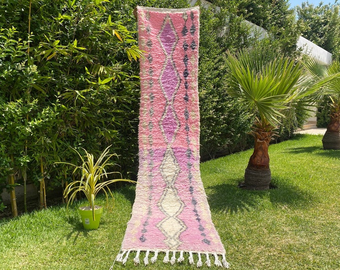 Vintage Moroccan Runner, Authentic Moroccan Pink Rug, Colorful Rug ...