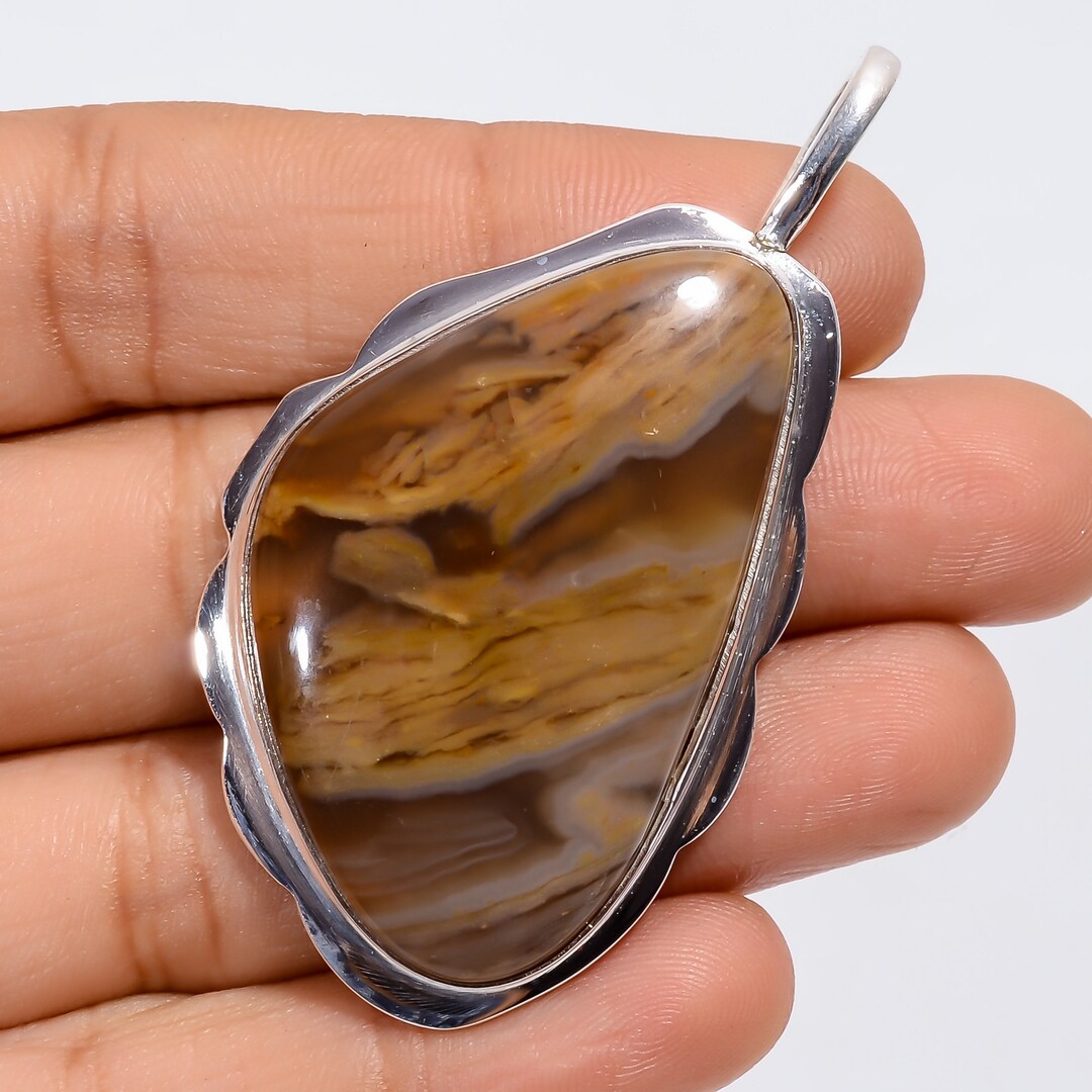 Montana Agate Pendant Gemstone Pendant 925 Sterling Silver Pendant ...