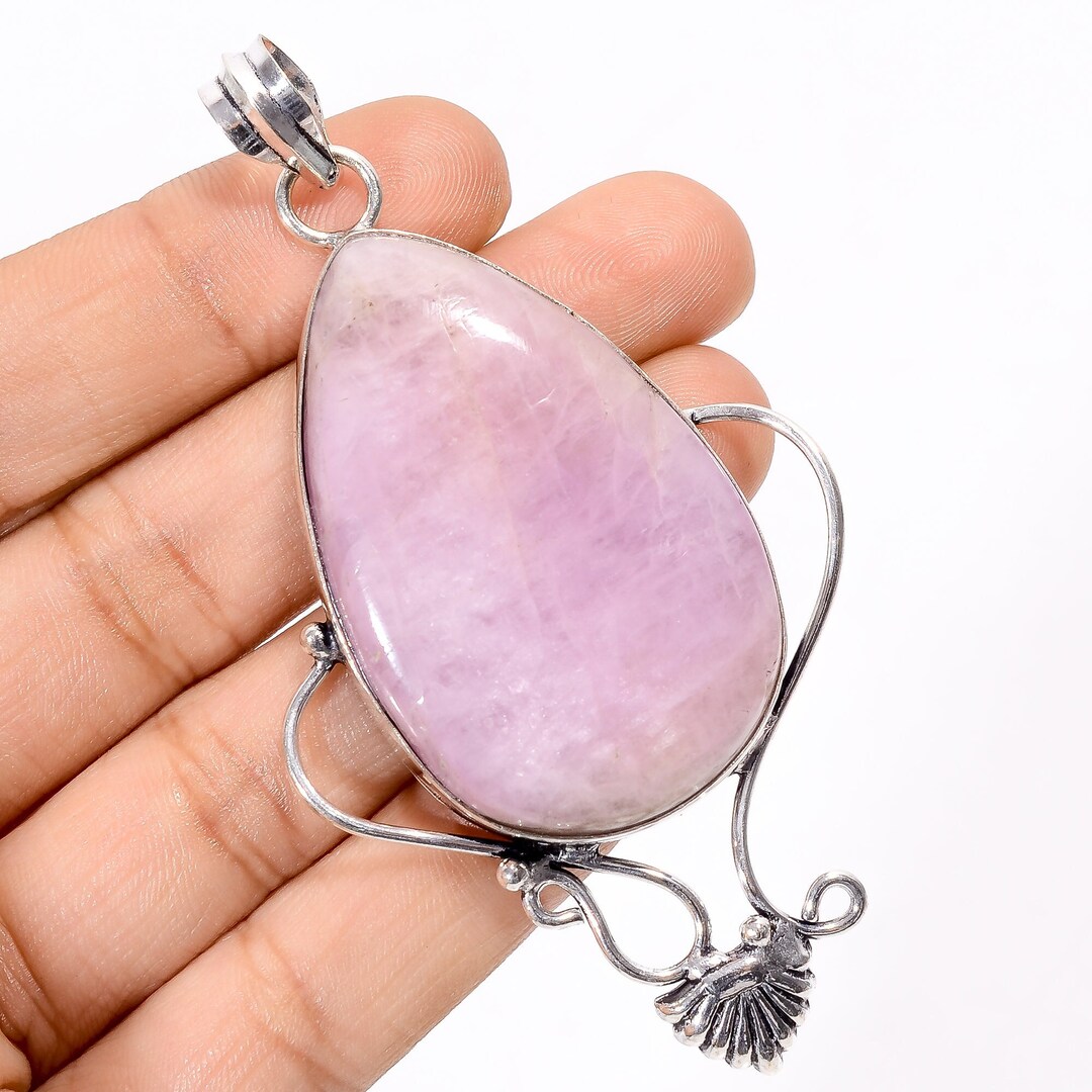 Kunzite Pendant, Pink Stone Pendant, 925 Sterling Silver Pendant ...