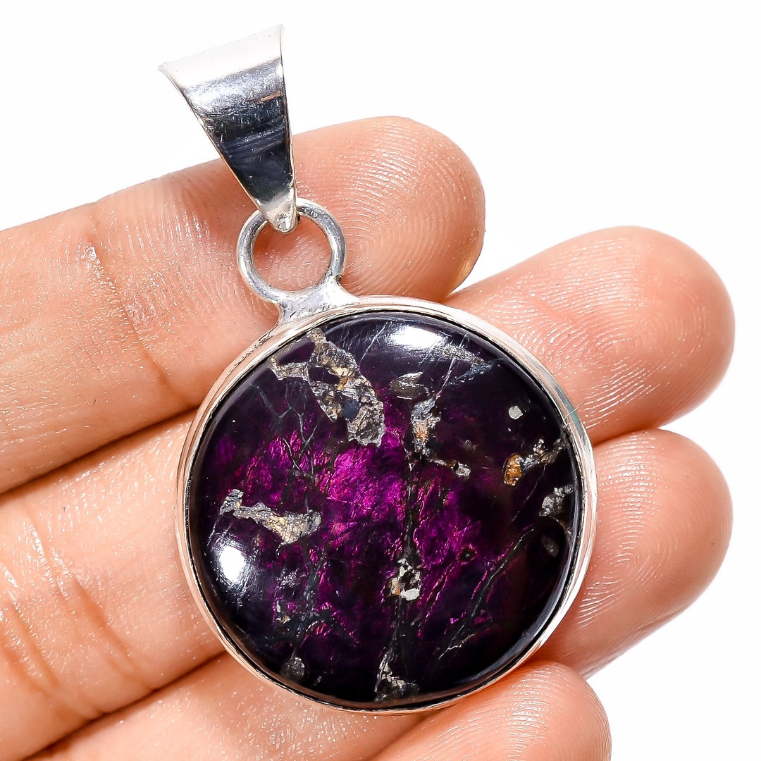 Purpurite Pendant Purple Stone Pendant 925 Sterling Silver Pendant With ...