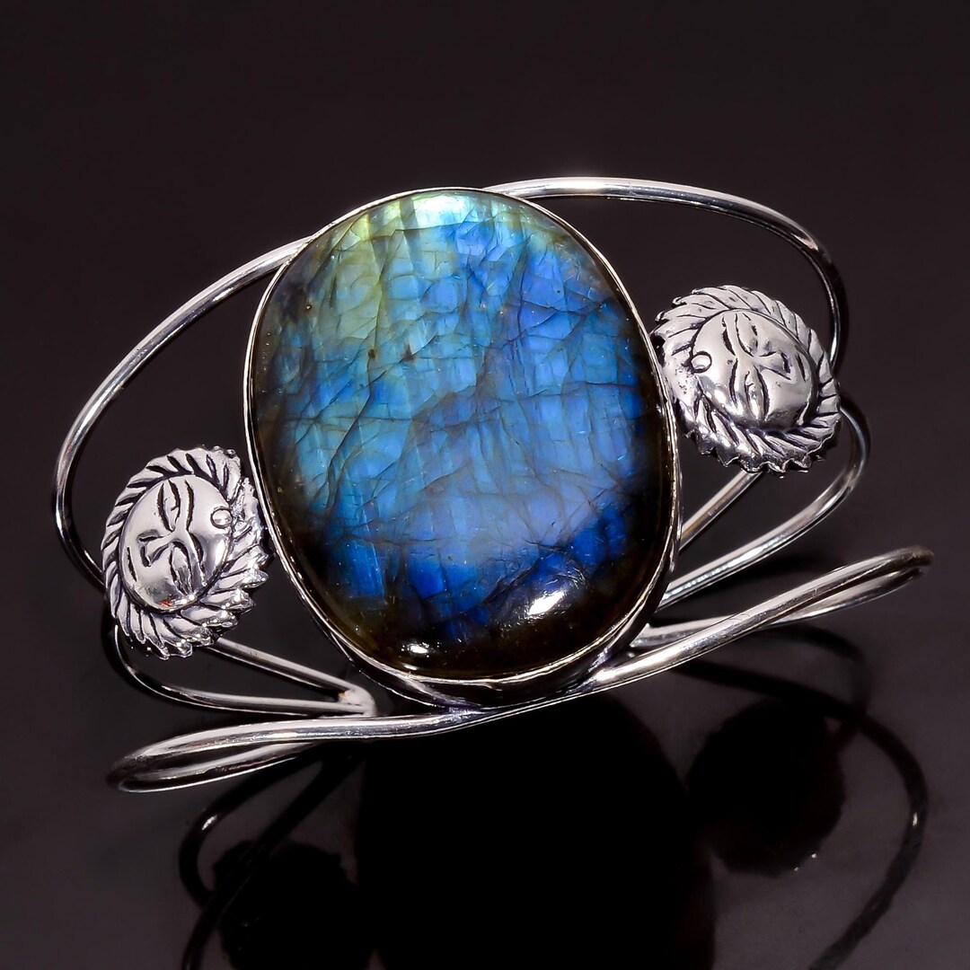Blue Fire Labradorite Bangle, 925 Sterling Silver,gemstone Bangle,gift ...