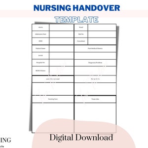 Nursing Handover Template, Bedside Handover Sheet, Clinical Nursing ...