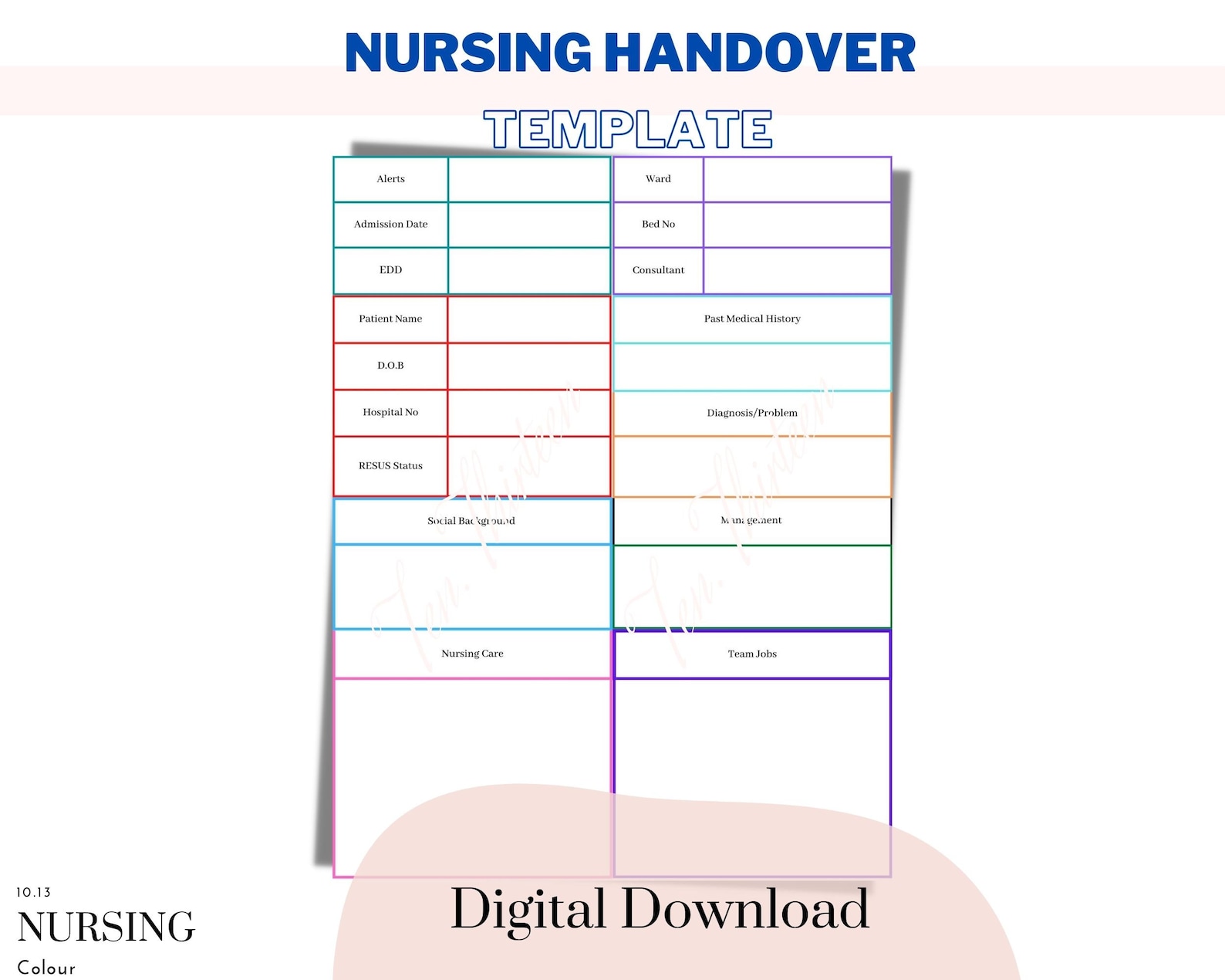 Nursing Handover Template, Bedside Handover Sheet, Clinical Nursing ...