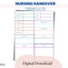Nursing Handover Template, Bedside Handover Sheet, Clinical Nursing ...