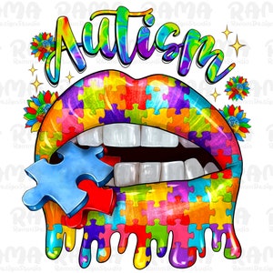 Autism Dripping Lips Png Sublimation Design, Autism Lips Png, Autism ...