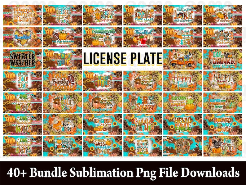 40 Fall License Plate Sublimation Design Bundle, License Plate Bundle ...