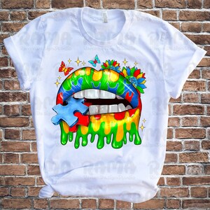 Autism Dripping Lips Png Sublimation Design, Autism Lips Png, Autism ...