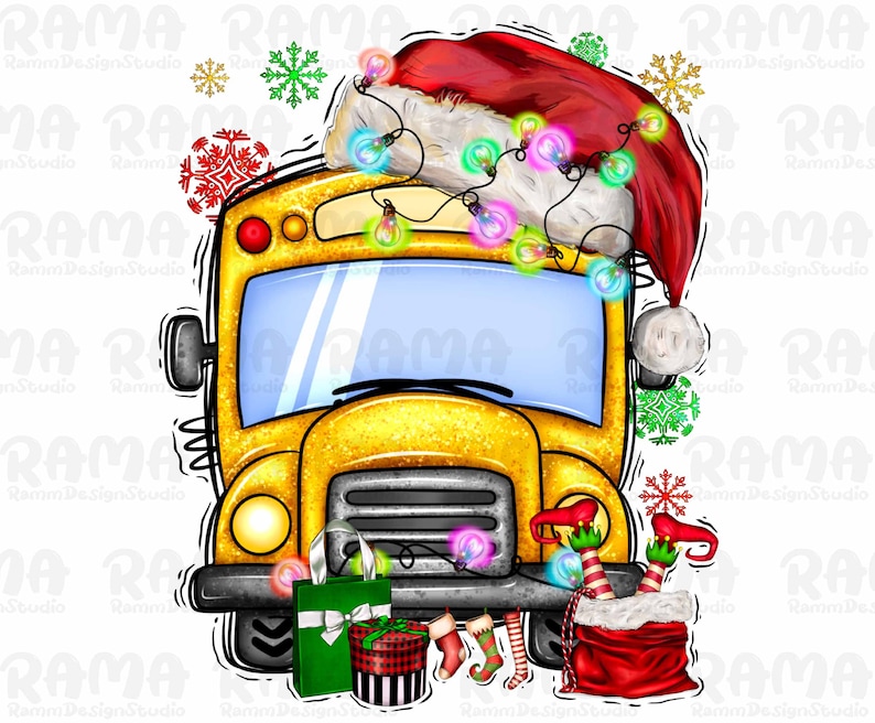 Christmas School Bus Png, Merry Christmas School Bus Png Sublimation ...