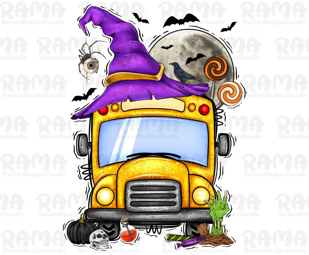 Halloween School Bus Png Sublimation Design, Halloween Png, School Bus ...