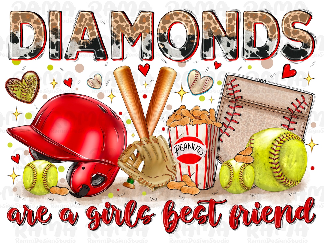 Diamonds Are A Girls Best Friend Softball Png Sublimation Download ...