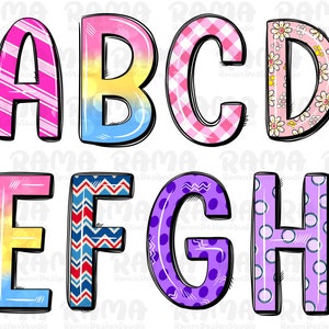 Easter Doodle Alphabet Bundle, Easter PNG Letters, Sublimation Design ...