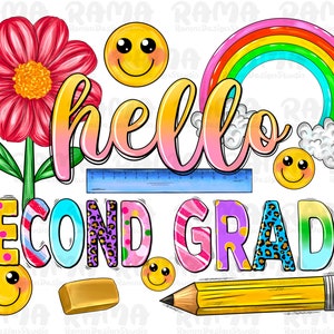 Hello Second Grade Png Sublimation Design Download 2nd Grade - Etsy