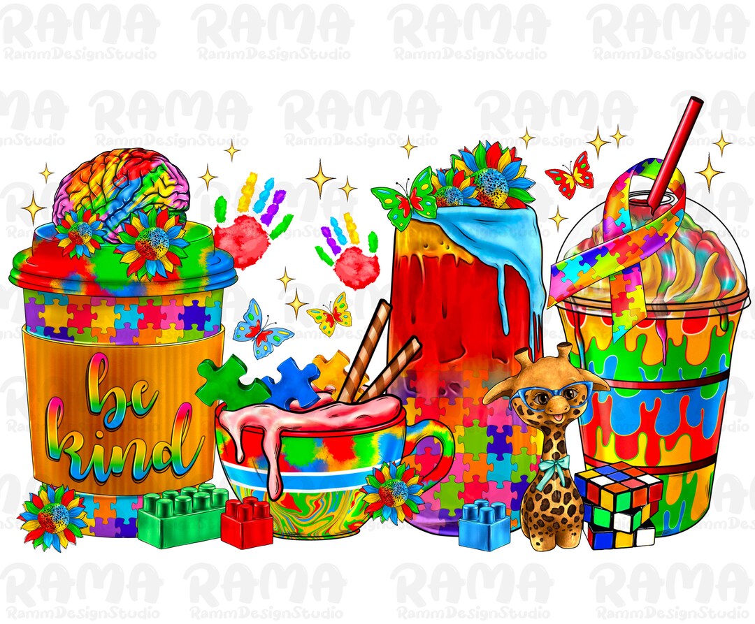 Autism Awareness Day Coffee Cups Png Sublimation Design Download ...