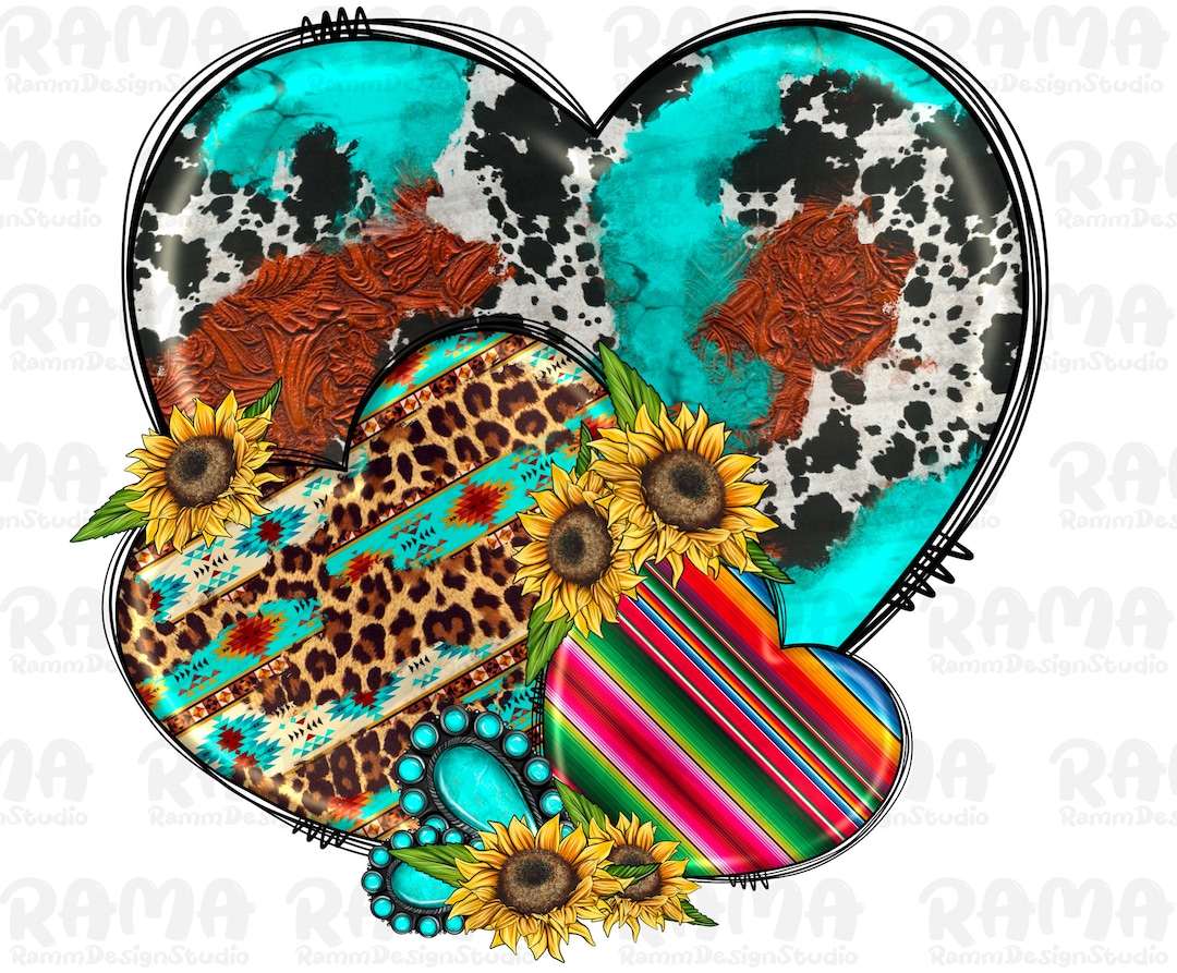 Western Heart Png Sublimation Design Download, Western Heart With ...