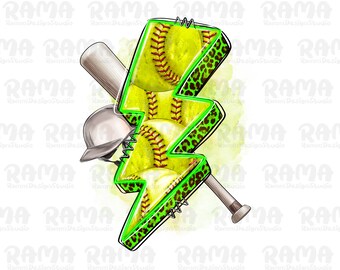 Softball Lightning Bolt Png Sublimation Design Download, Softball Game ...