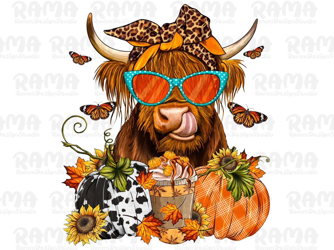 Highland Cow Fall Design Png | Fall PNG Sublimations, Fall Cow ...