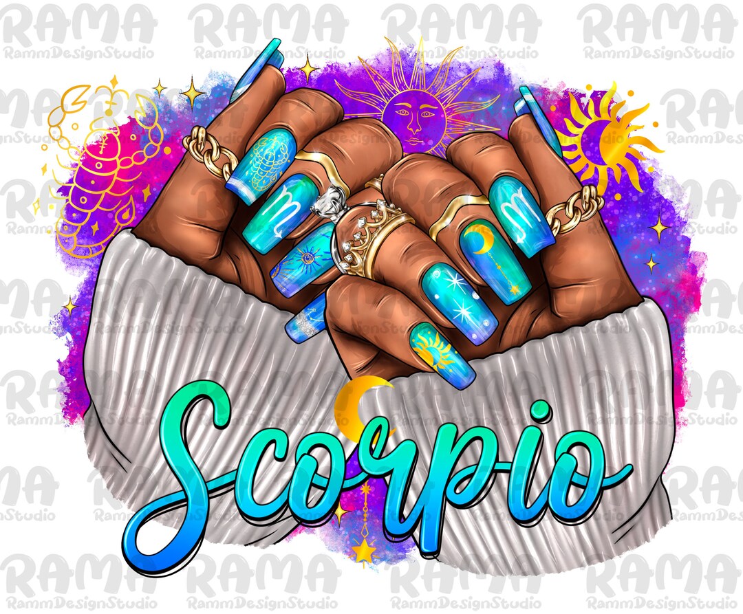 Scorpio Nails Black Woman Png Sublimation,scorpio Zodiac Png,horoscope ...