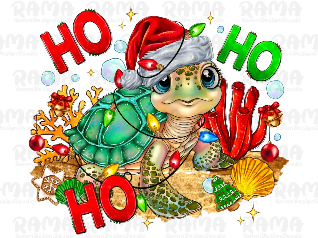 Ho Ho Ho Christmas Turtle Png, Merry Christmas Turtle Png, Christmas ...
