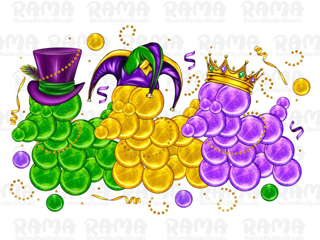 Mardi Gras Bead Dogs Png Sublimation Design Download, Mardi Gras Png ...