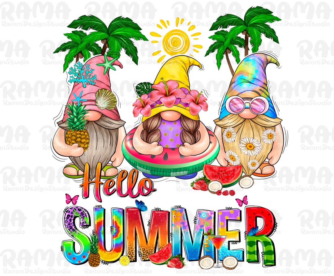 Hello Summer Gnomes Png, Summer Gnome PNG, Sublimation Designs, Gnome ...