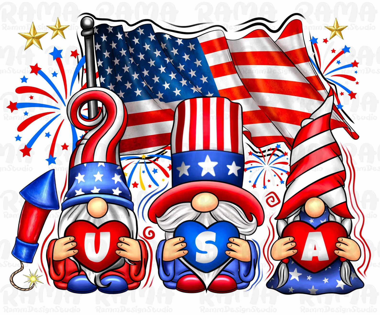 4th of July Gnomes Png Sublimation Design Download, 4th of July Png ...