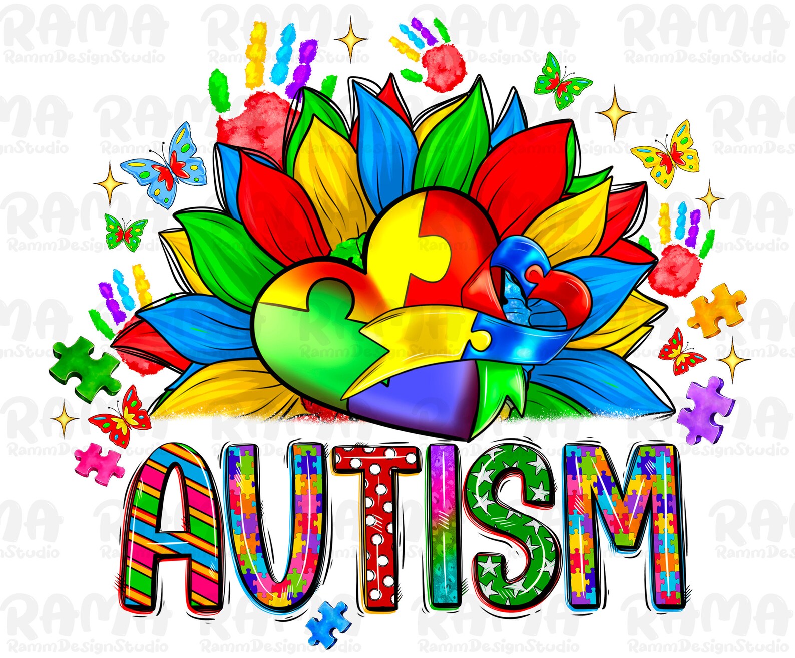 Autism Sunflower PNG Autism Awareness Autism Mom Au-some - Etsy