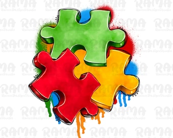 Autism Puzzle Piece Png Sublimation Design Download, Autism Awareness ...