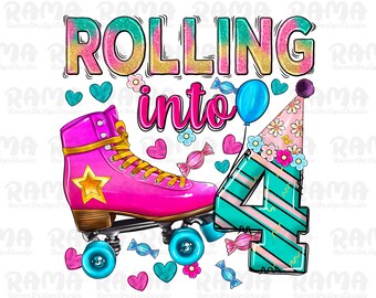 Rolling Into 3 Png Sublimation Design Download 3rd Birthday - Etsy