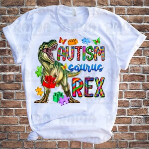 Autism Saurus Rex Png, Sublimation Design Download, Autism Awareness ...