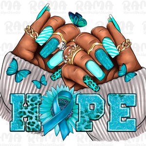 Hope Cancer Nails Png ,hope Ovarian Cancer Awareness Png, Nail Artists ...
