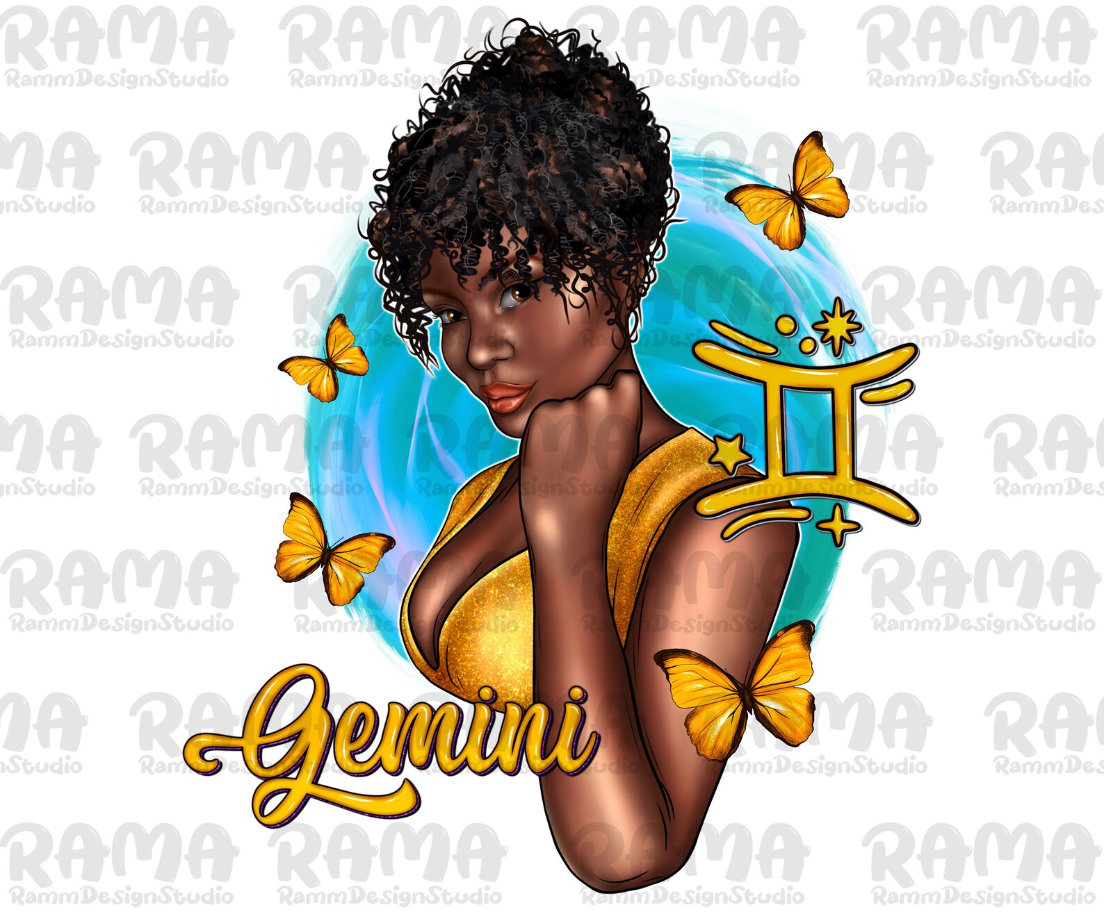 Zodiac Gemini Afro Woman Png Sublimation Designafro Queen Etsy