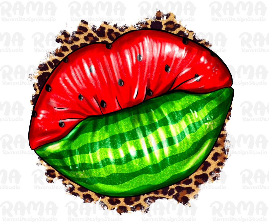 Watermelon Lips With Leopard Png, Summer Lips Png, Watermelon Lips Png ...