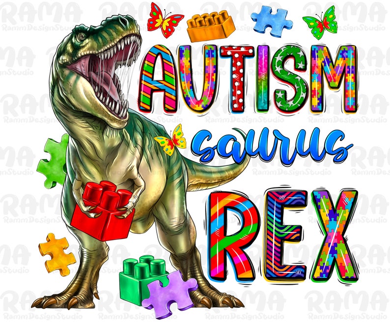 Autism Saurus Rex Png Sublimation Design Download Autism - Etsy
