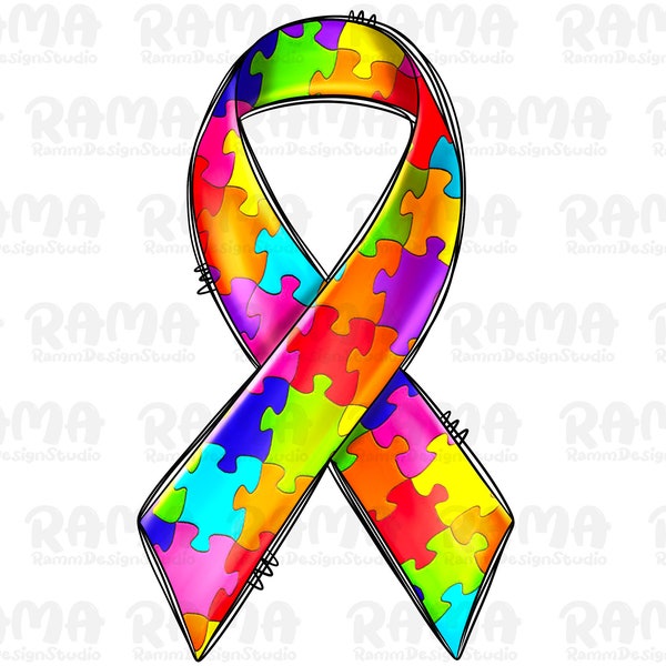 Autism Awareness Ribbon Png - Etsy