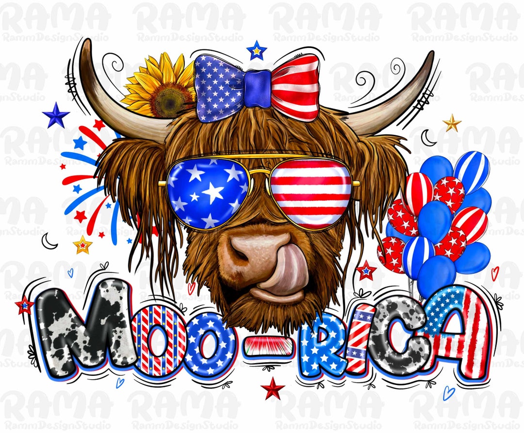American Cow,western 4th of July Cow Background Png, Cow Sublimation ...