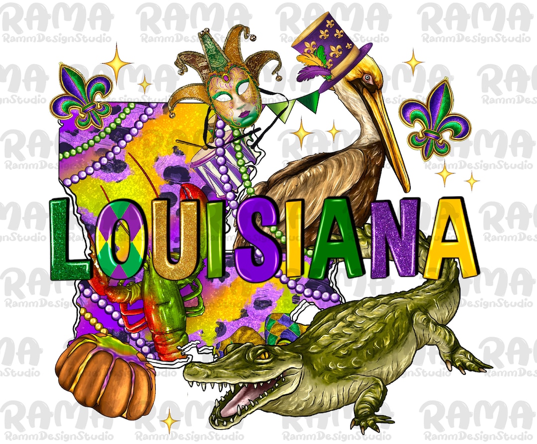 Louisiana Mardi Gras Png Sublimation Design,louisiana Map Png,mardi ...