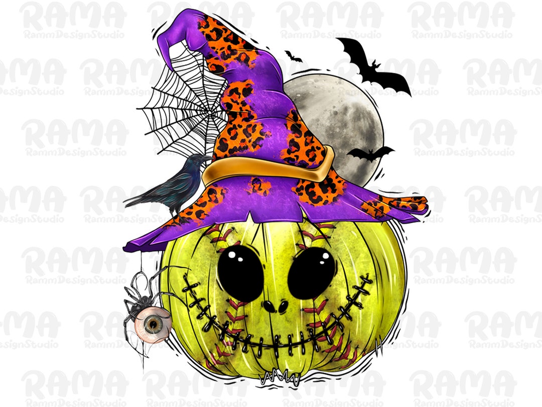 Halloween Softball Pumpkin Png, Witches Softball Pumpkin Png, Softball ...