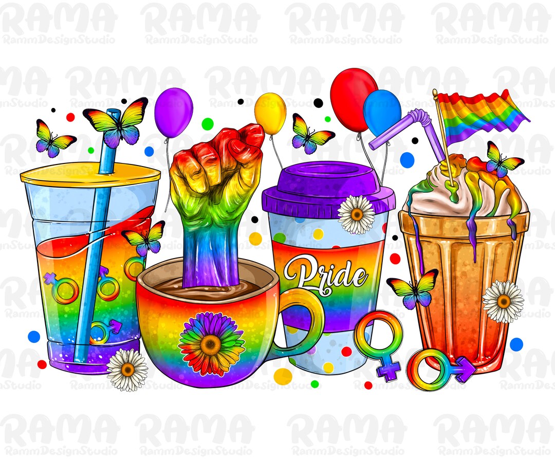LGBTQ+ Pride Coffee Cups Png, Pride Coffee Cups Png, LGBTQ+ Png, Coffee ...