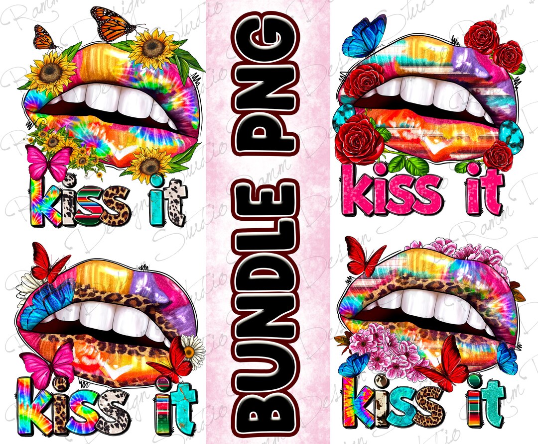 Tie Dye Lips Kiss It Bundle Sublimation Designs,bundle Lips Png ...
