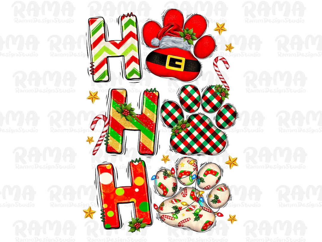 Ho Ho Ho Christmas Paw Png, Ho Ho Ho Dog Paw Png Sublimation Design ...